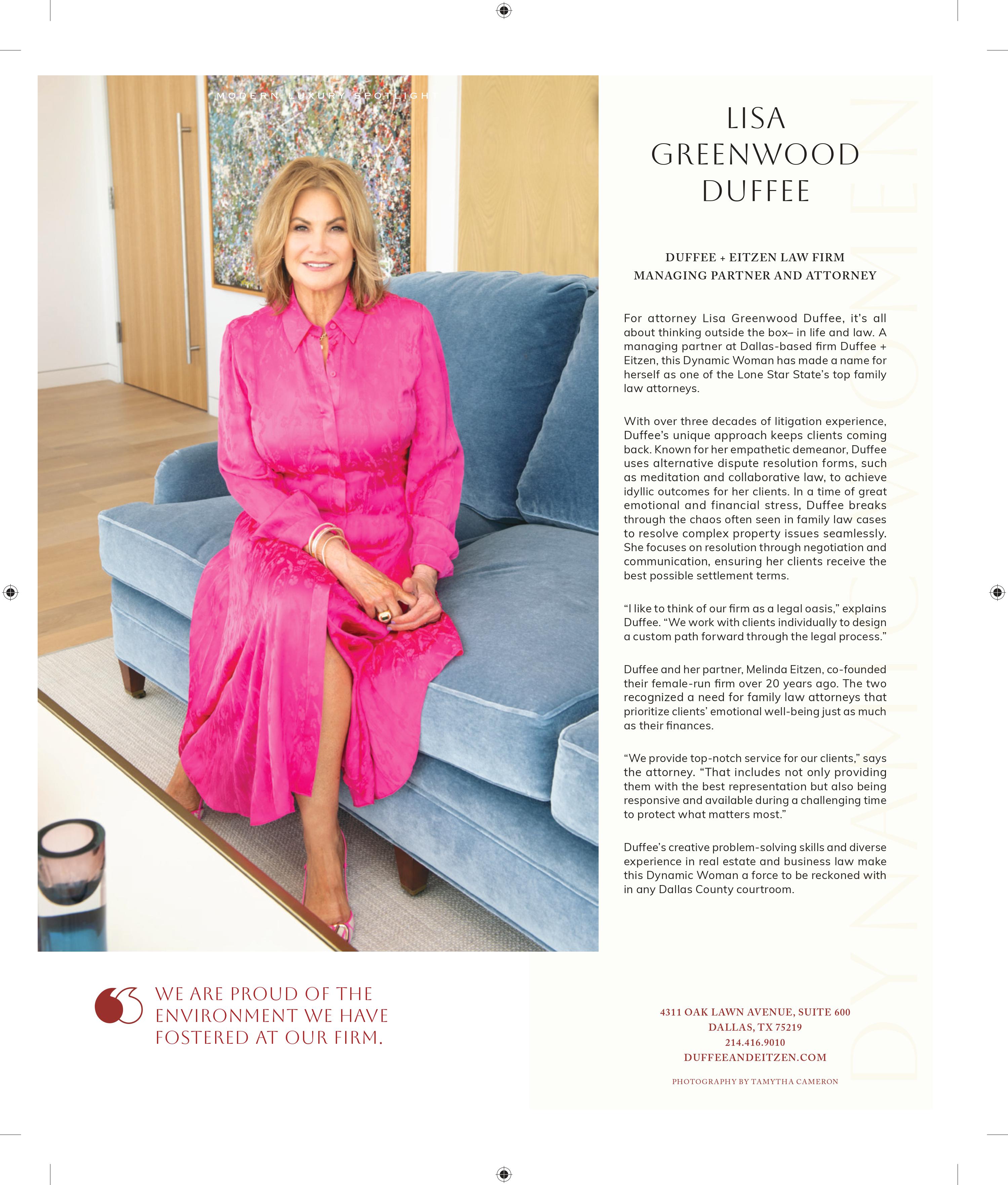 Lisa Duffee in Modern Luxury "Dynamic Women" 2023